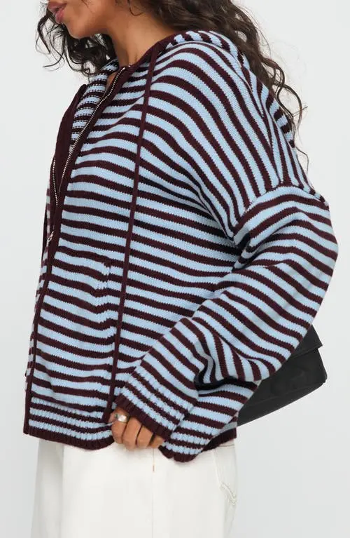 Princess Polly Striped Oversized Zip Hoodie