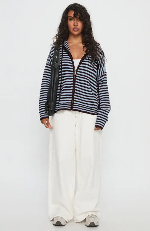 Princess Polly Striped Oversized Zip Hoodie