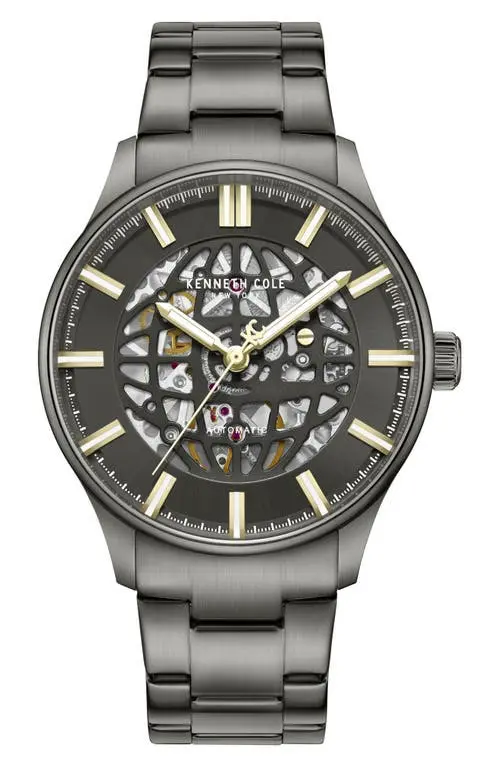 KENNETH COLE Thompson Automatic Bracelet Watch - Dark Gray/gun