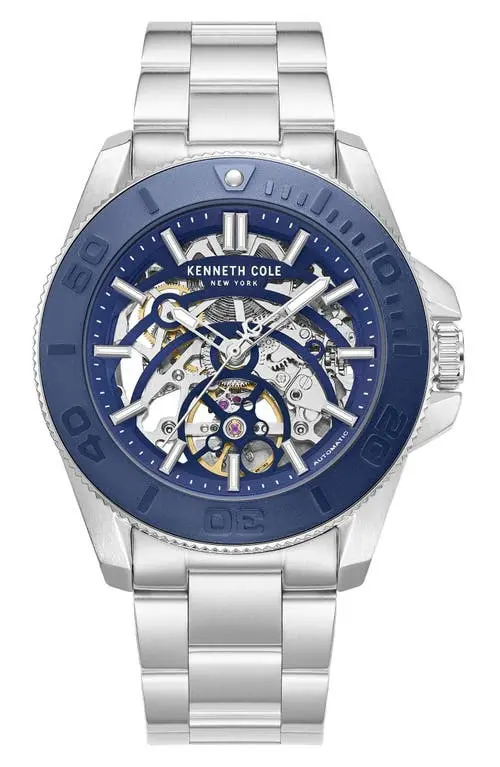 KENNETH COLE Skeleton Automatic Bracelet Watch - Silver