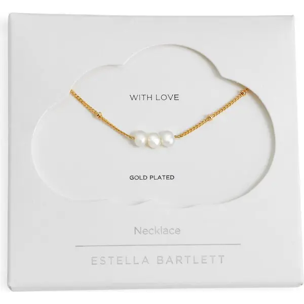 Estée Lauder Triple Faux Pearl Chain Necklace - Gold