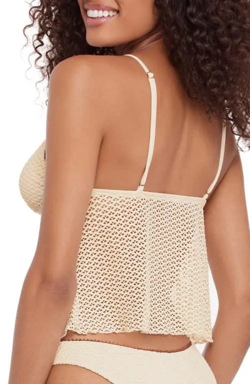 Steve Madden Tie Front Split Front Crop Tankini Top