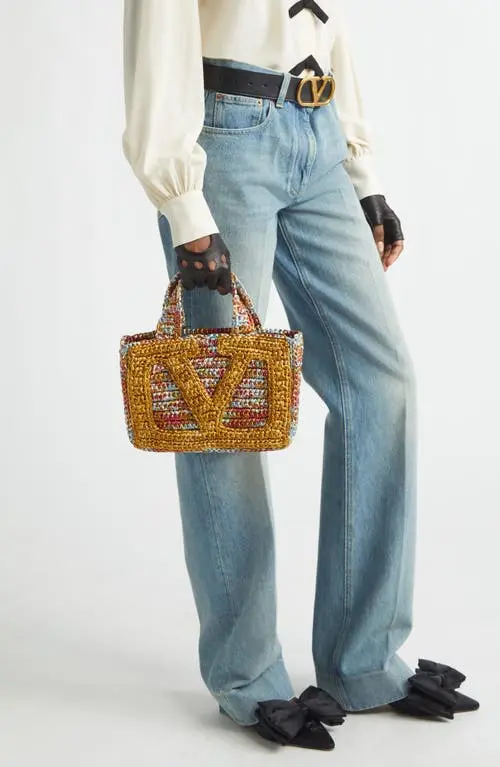 Valentino Garavani Small Viva Superstar Raffia Tote