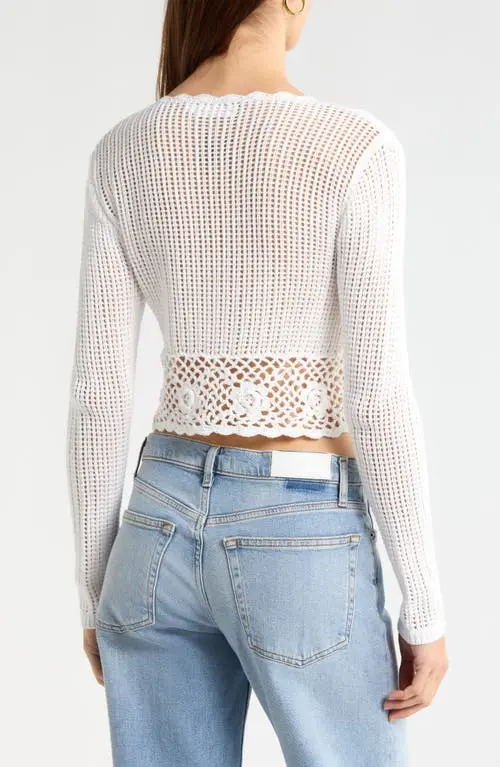 ALL IN FAVOR Crochet Detail Tie-front Sweater
