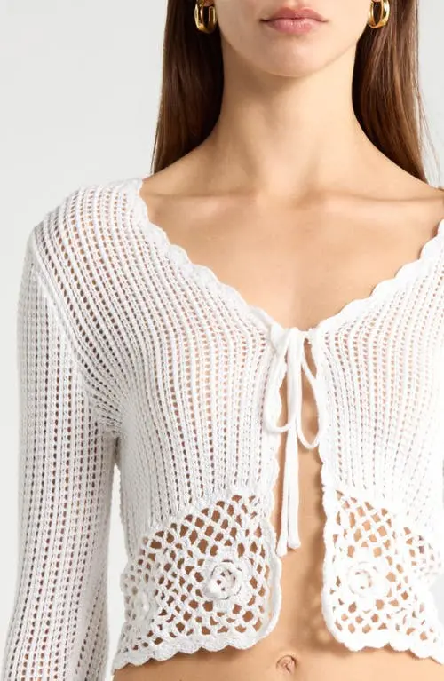 ALL IN FAVOR Crochet Detail Tie-front Sweater