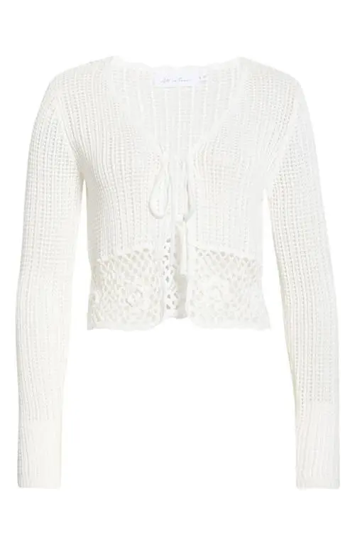 ALL IN FAVOR Crochet Detail Tie-front Sweater