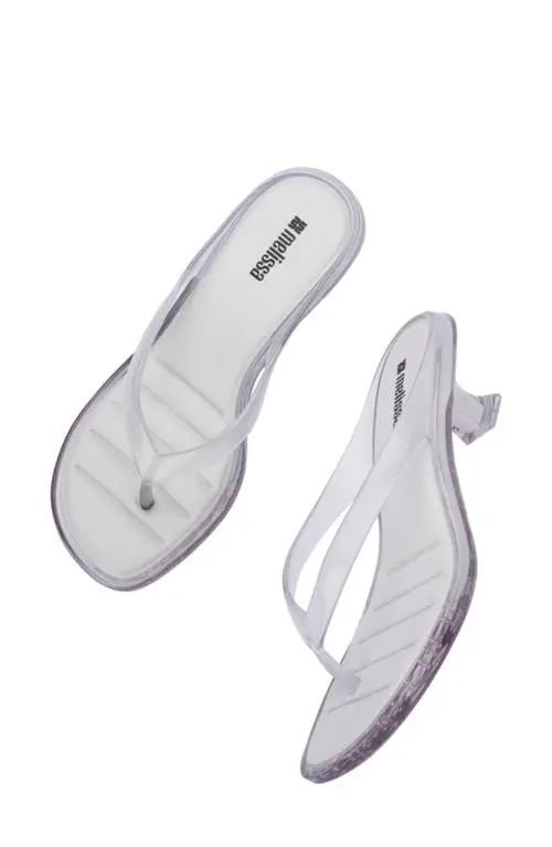 Melissa Kitten Heel Flip Flop - Clear/white