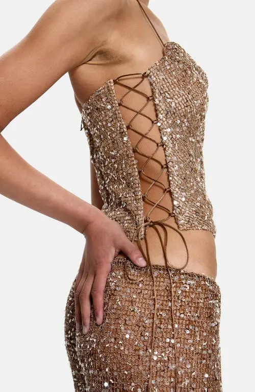 JADED LONDON Sequin Knit Corset Top