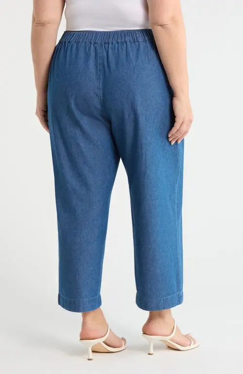 Jones New York Pull-on Drawstring Chambray Crop Wide Leg Pants