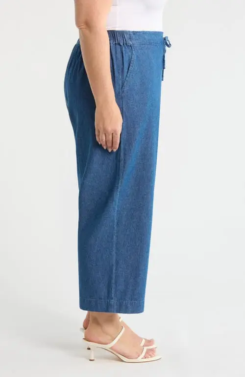 Jones New York Pull-on Drawstring Chambray Crop Wide Leg Pants