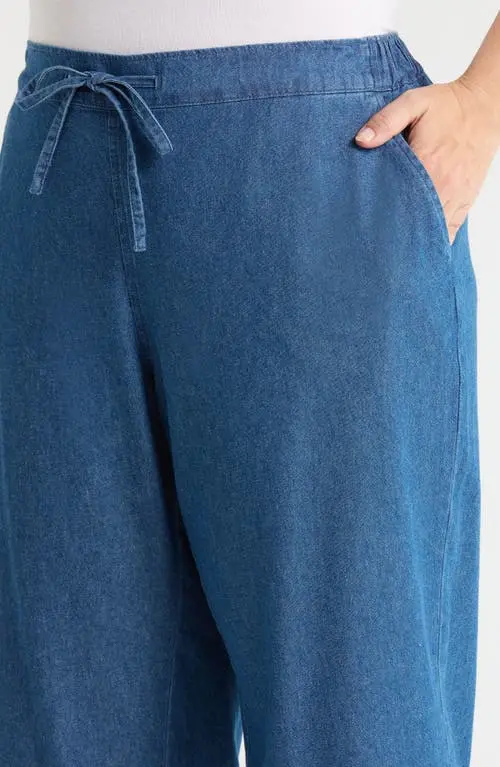 Jones New York Pull-on Drawstring Chambray Crop Wide Leg Pants