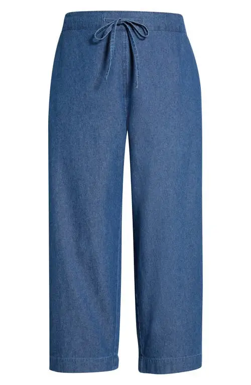 Jones New York Pull-on Drawstring Chambray Crop Wide Leg Pants