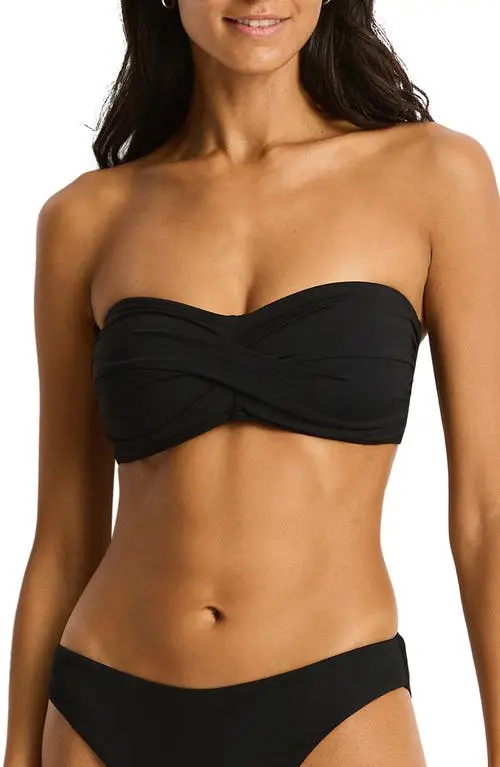 SEA LEVEL Essentials Edit Twist Front Bikini Top - Black