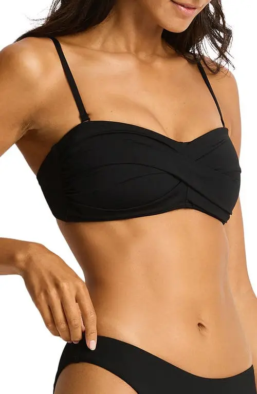 SEA LEVEL Essentials Edit Twist Front Bikini Top - Black