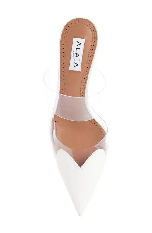 Alaïa Heart Pointed Toe Wedge Mule - Blanc Optique