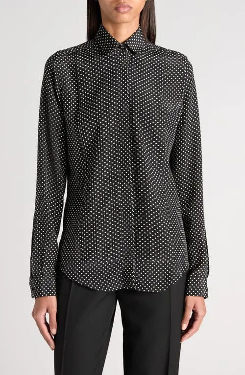 TOM FORD Mini Dot Pintuck Crepe Shirt