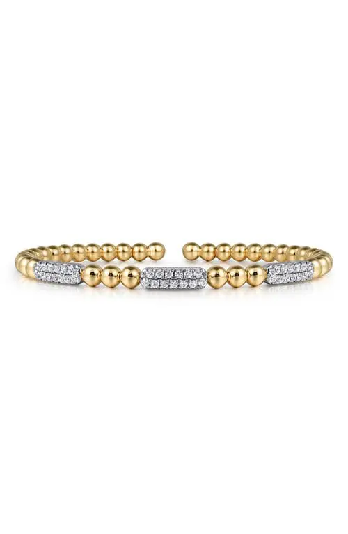 GABRIEL & CO. Diamond And 14k Gold Beaded Cuff Bracelet - Two Tone
