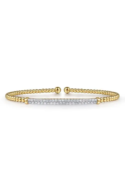 GABRIEL & CO. Diamond And 14k Beaded Cuff Bracelet - Gold