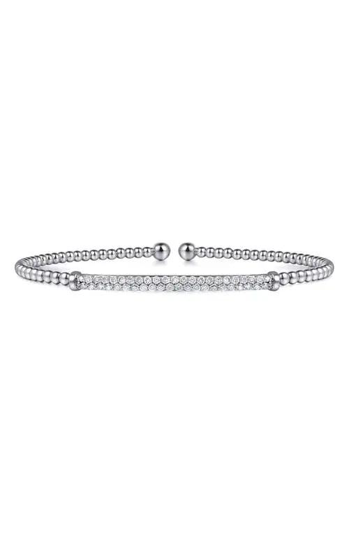 GABRIEL & CO. Diamond And 14k Beaded Cuff Bracelet - White Gold