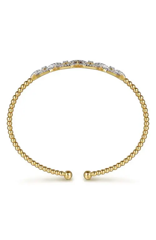 GABRIEL & CO. Geometric Diamond Beaded Cuff Bracelet In 14k
