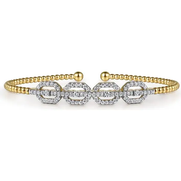 Gabriel & Co. Geometric Diamond Beaded Cuff Bracelet In 14k - Gold