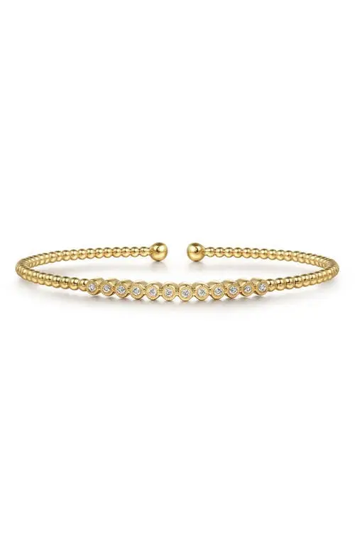 GABRIEL & CO. 14k Diamond Bezel Beaded Cuff Bracelet - Gold