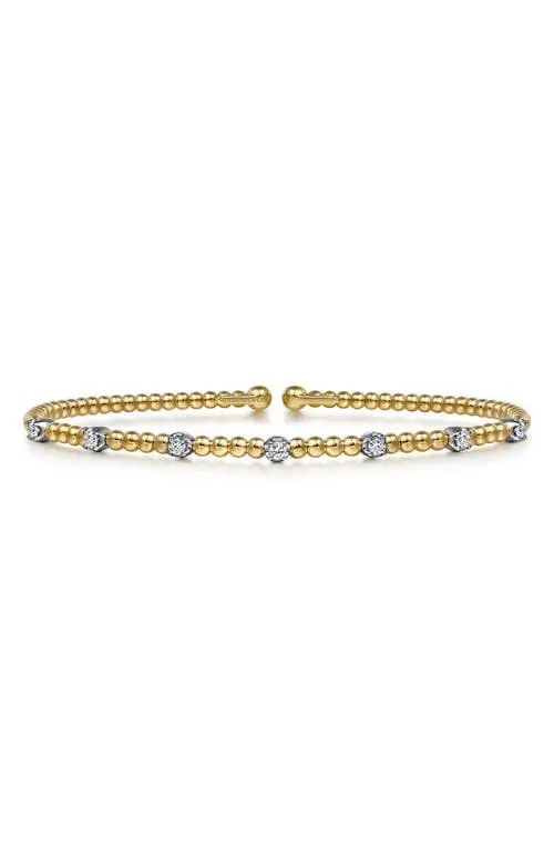 GABRIEL & CO. Diamond Station Beaded Cuff Bracelet - Two Tone