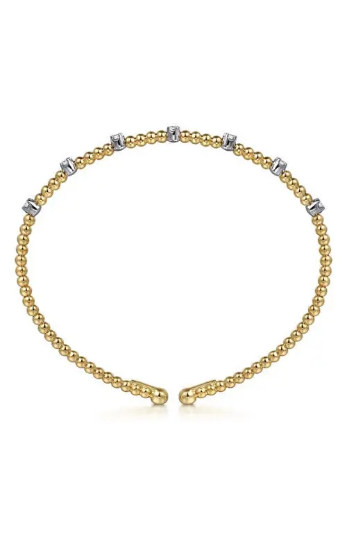 GABRIEL & CO. 14k Gold Diamond Station Beaded Cuff Bracelet