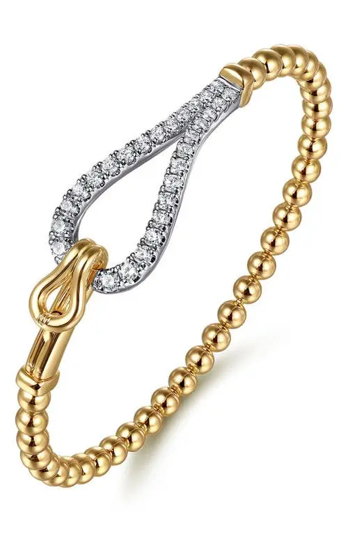 Gabriel & Co. Diamond And Gold Beaded Link Bracelet