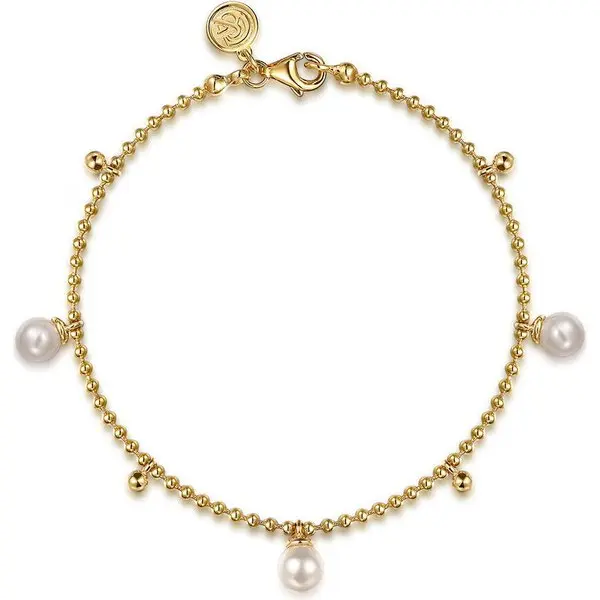 GABRIEL & CO. Freshwater Pearl And 14k Gold Beaded Bracelet - Gold/white