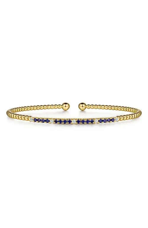 GABRIEL & CO. Sapphire And Diamond Beaded Cuff Bracelet - Gold
