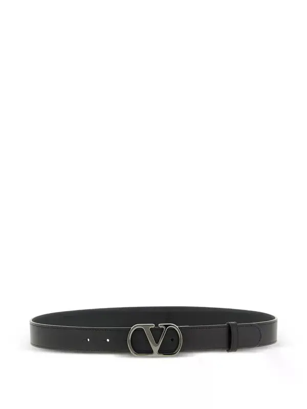 Valentino Garavani Vlogo Leather Belt - Black