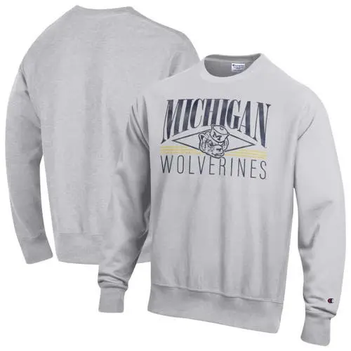 Champion Michigan Wolverines Reverse Weave Fleece Sweatshirt - Gray