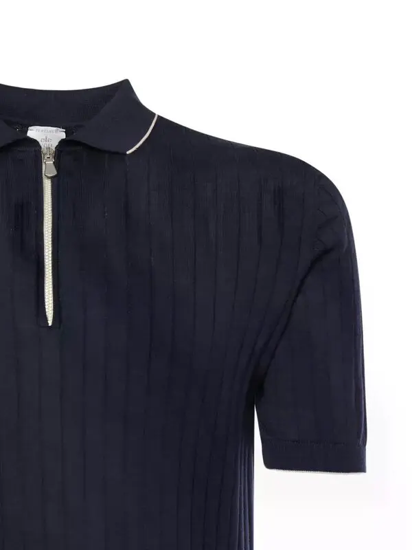 Eleventy Ribbed Zip-neck Polo Shirt