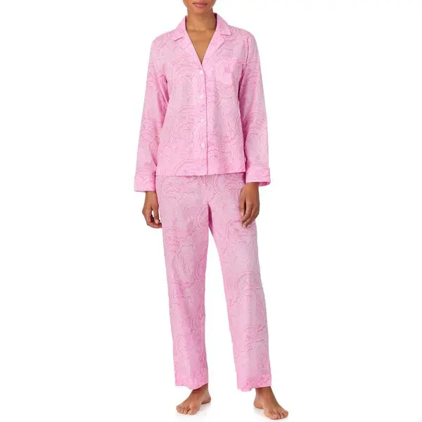 Ralph Lauren Paisley Cotton Blend Pajamas - Pink Paisley