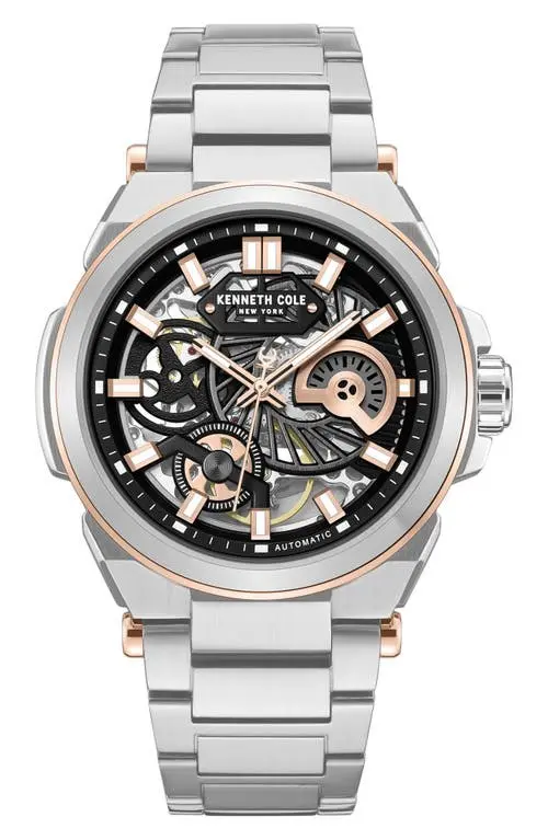 KENNETH COLE Skeleton Automatic Bracelet Watch - Silver