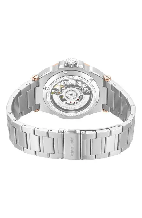 KENNETH COLE Skeleton Automatic Bracelet Watch - Silver