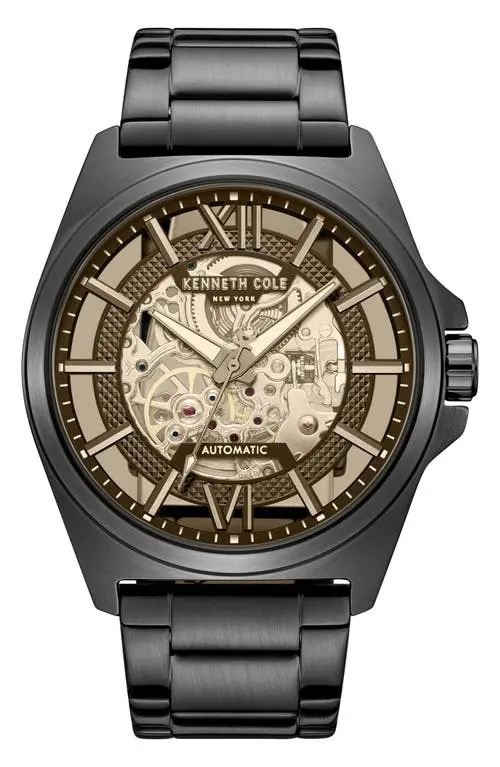 KENNETH COLE Skeleton Automatic Bracelet Watch - Black