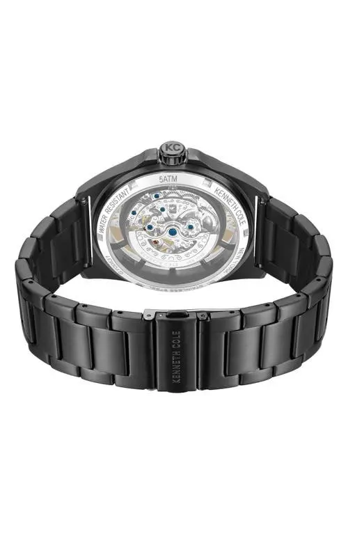 KENNETH COLE Skeleton Automatic Bracelet Watch - Black