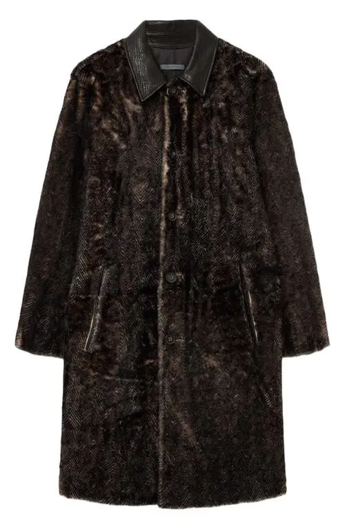 John Varvatos Herringbone Shearling Coat