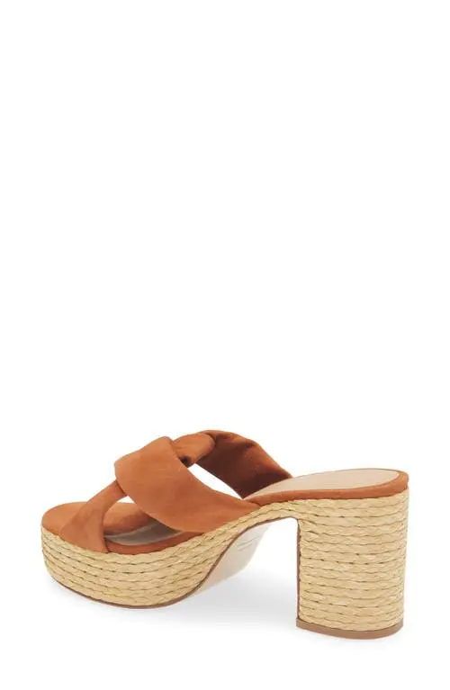 FERRAGAMO Douglas Platform Slide Sandal - Tan Suede