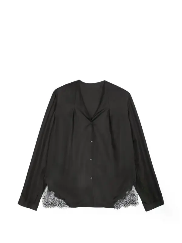 LESS Silk V-neck Shirt - Black