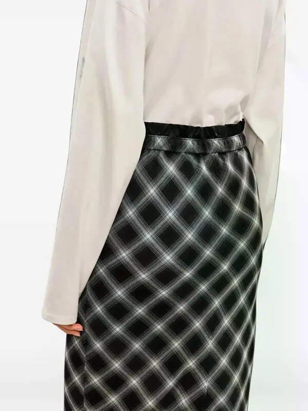 LESS Plaid Midi Skirt - Black