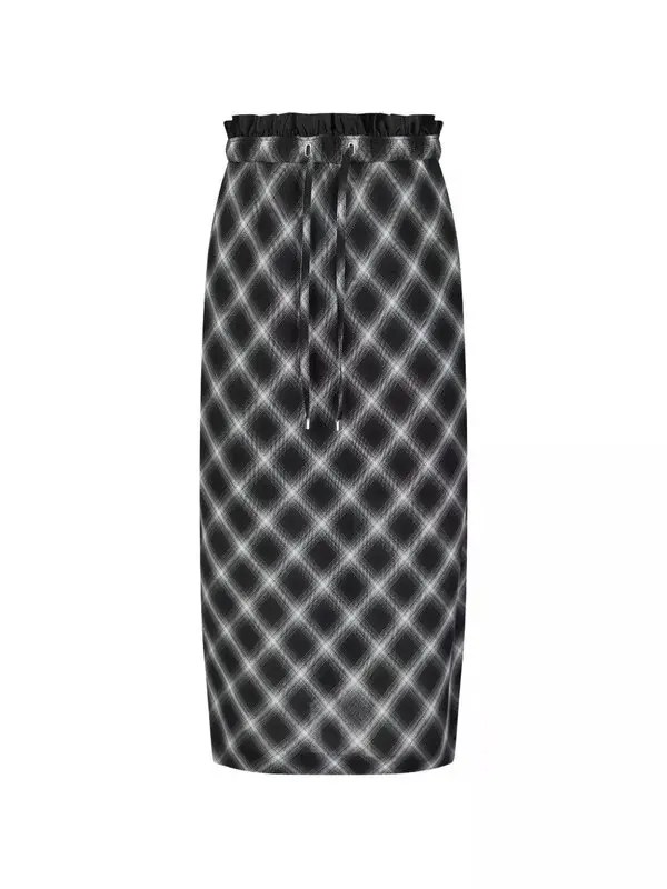 LESS Plaid Midi Skirt - Black