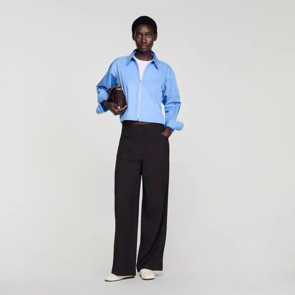 Sandro Cropped Zip Shirt