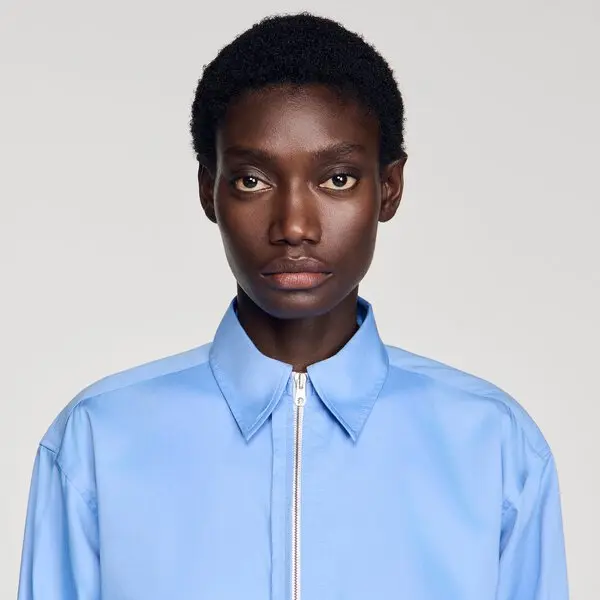 Sandro Cropped Zip Shirt