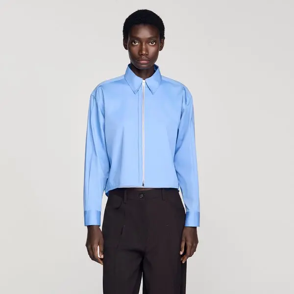 Sandro Cropped Zip Shirt
