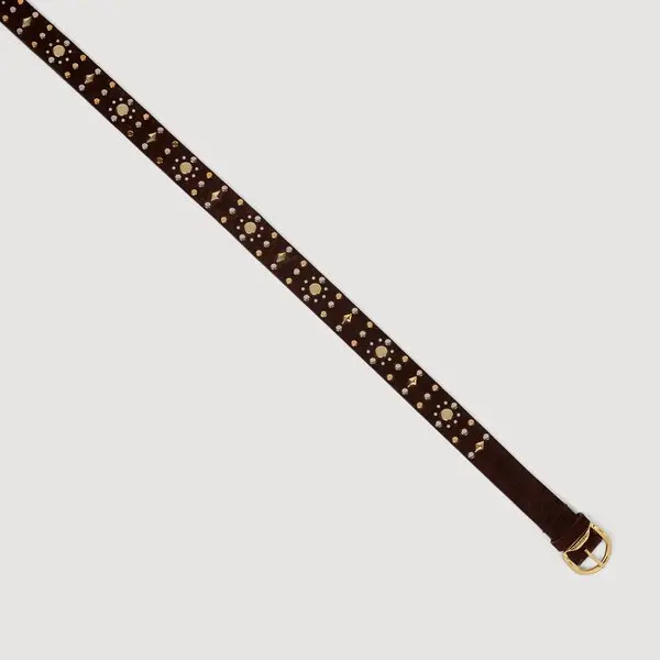 Sandro Suede Belt With Rivets