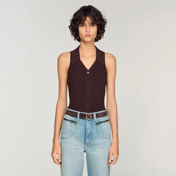 Sandro Suede Belt With Rivets