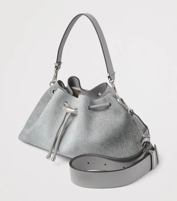 JIMMY CHOO Medium Cinch Suede Denim Shoulder Bag